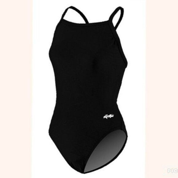 Swim | Dolfin Girls Racing Swimsuit Solid V2 Back Black Size 24 Kids 68 ...